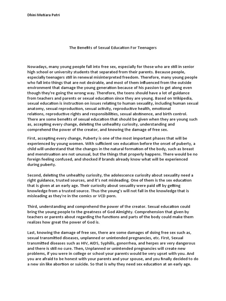 The Benefits of Sexual Education For Teenagers | PDF | Sex Education ...