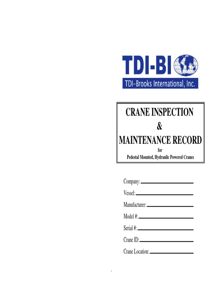 Hydraulic Crane Maintenance Log | PDF | Brake | Crane (Machine)