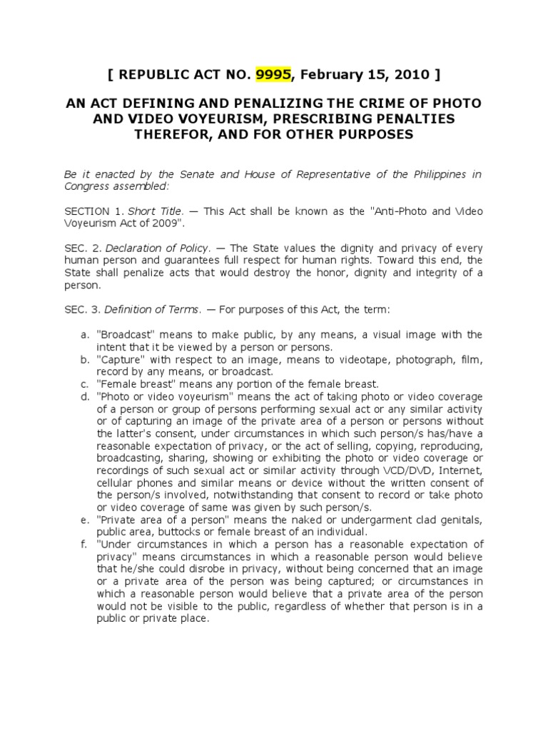 Ra 9995 | PDF | Fine (Penalty) | Crime & Violence