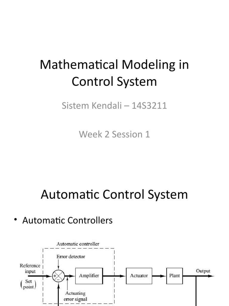 Mathematical Modeling in Control System: Sistem Kendali - 14S3211 Week ...