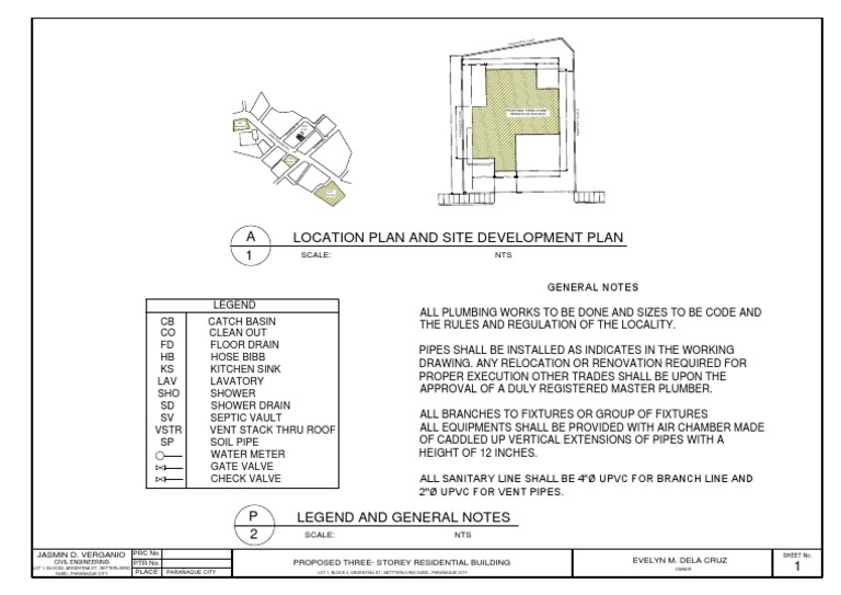 A 1 Location Plan and Site Development Plan: General Notes | PDF ...