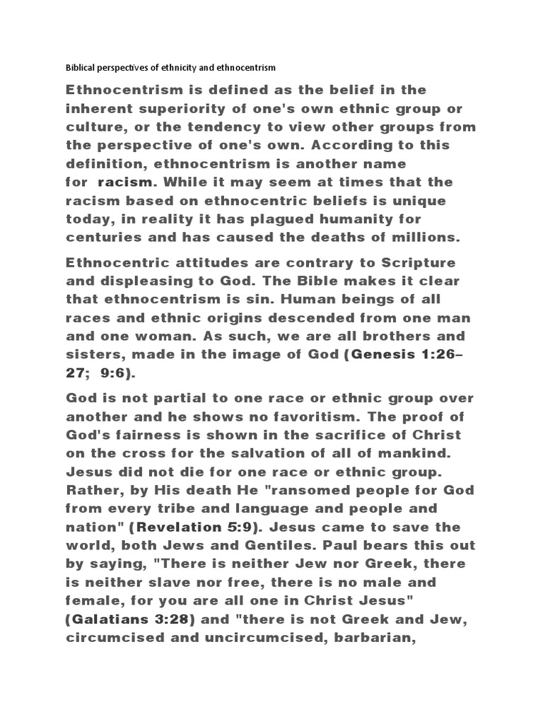 Biblical Views on Ethnicity and Racism | PDF | Gentile | Gospel Of Matthew