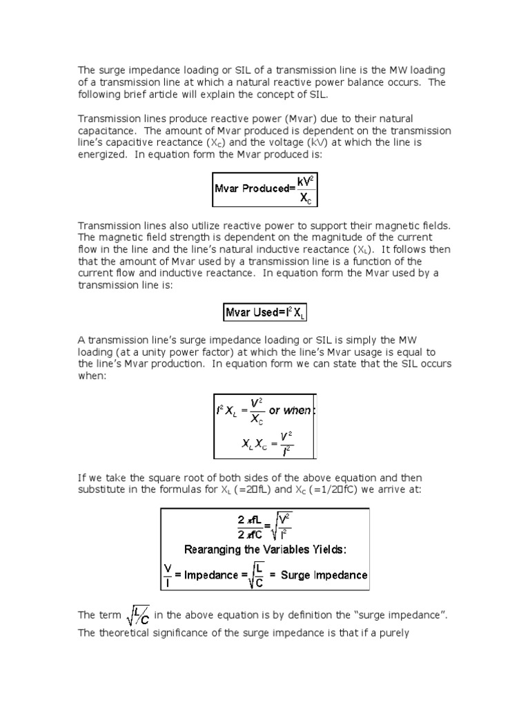 Understanding the Surge Impedance Loading (SIL) of Transmission Lines ...