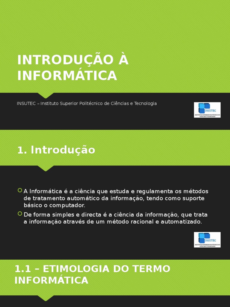 Introdução à Informática: Conceitos Fundamentais e Componentes Básicos ...