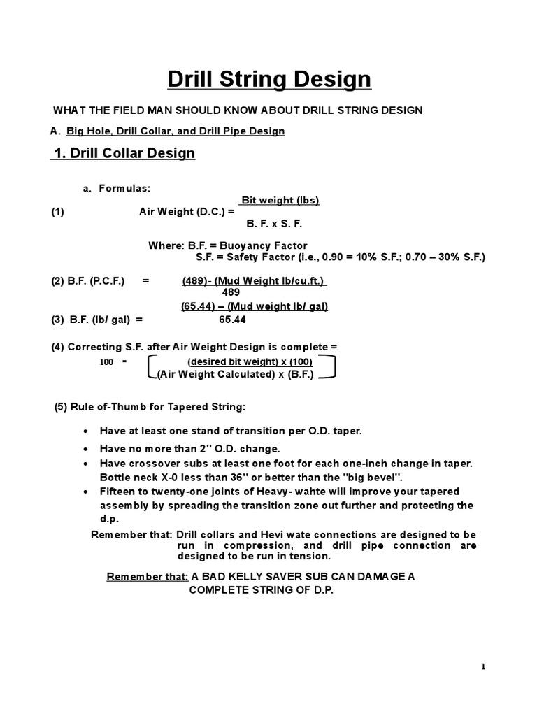 9 - Drill String Design | PDF | Casing (Borehole) | Tension (Physics)