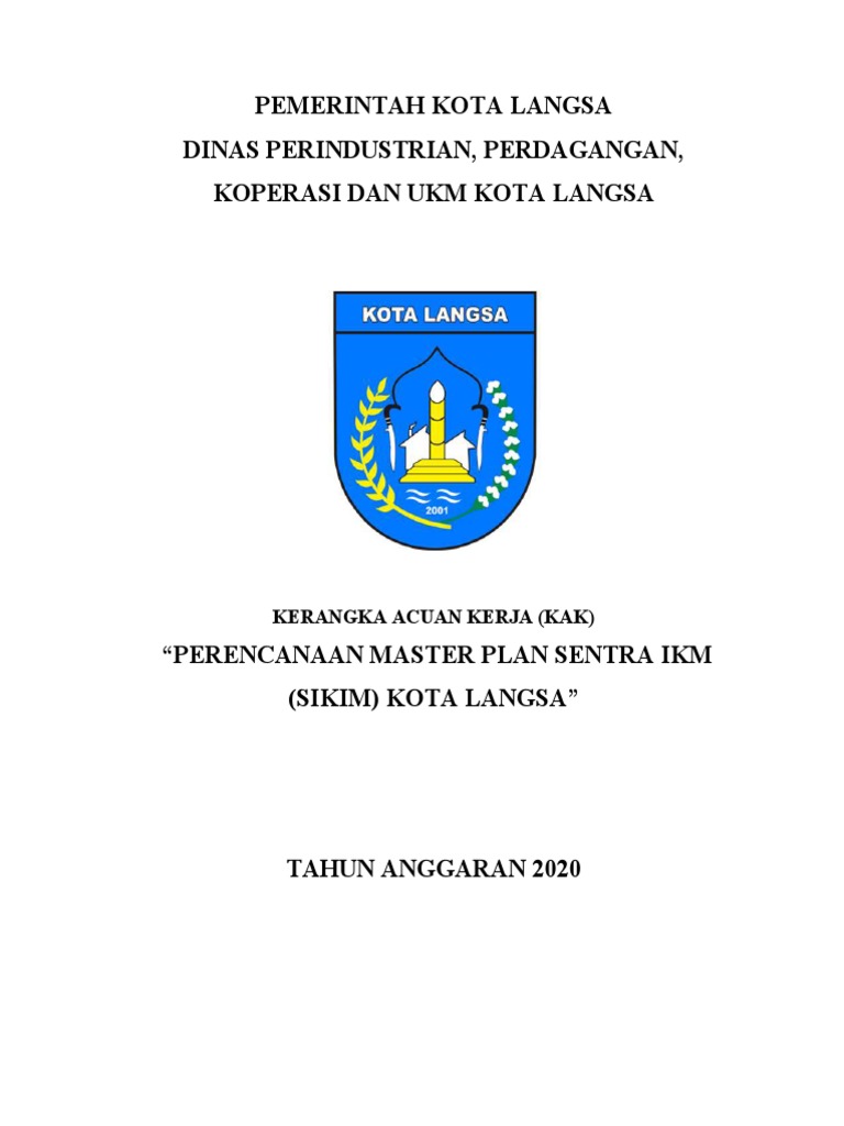 Kak Master Plan Sikim Disperindag Ok | PDF | Bisnis