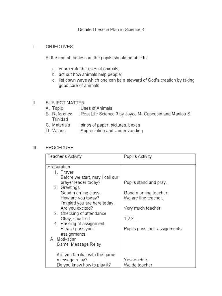 Detailed Lesson Plan in Science 3 | PDF