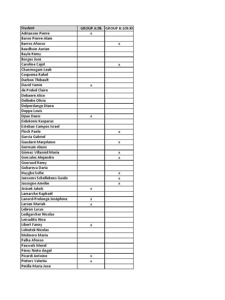 Groepsverdeling Examen Theorie Bach1 2018-2019 | PDF