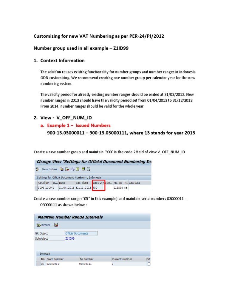 VAT Numbering Customization Guide | PDF | Numbers | Computing