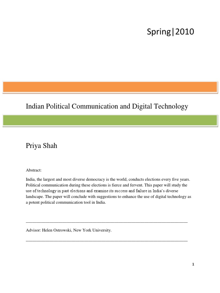Indian Political Communication and Digital Technology | PDF | Social ...