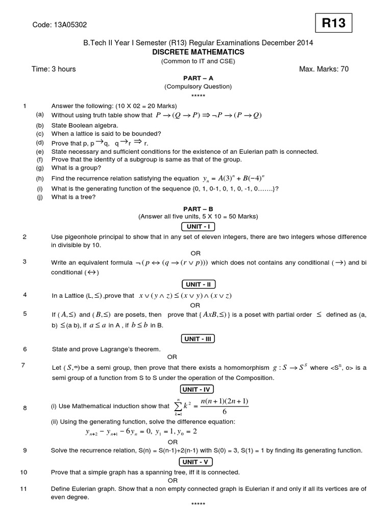 13a05302 Discrete Mathematics Pdf Pdf Group Mathematics Recurrence Relation