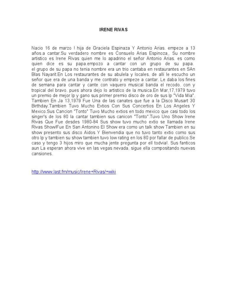 IRENE RIVAS (Biografía) | PDF