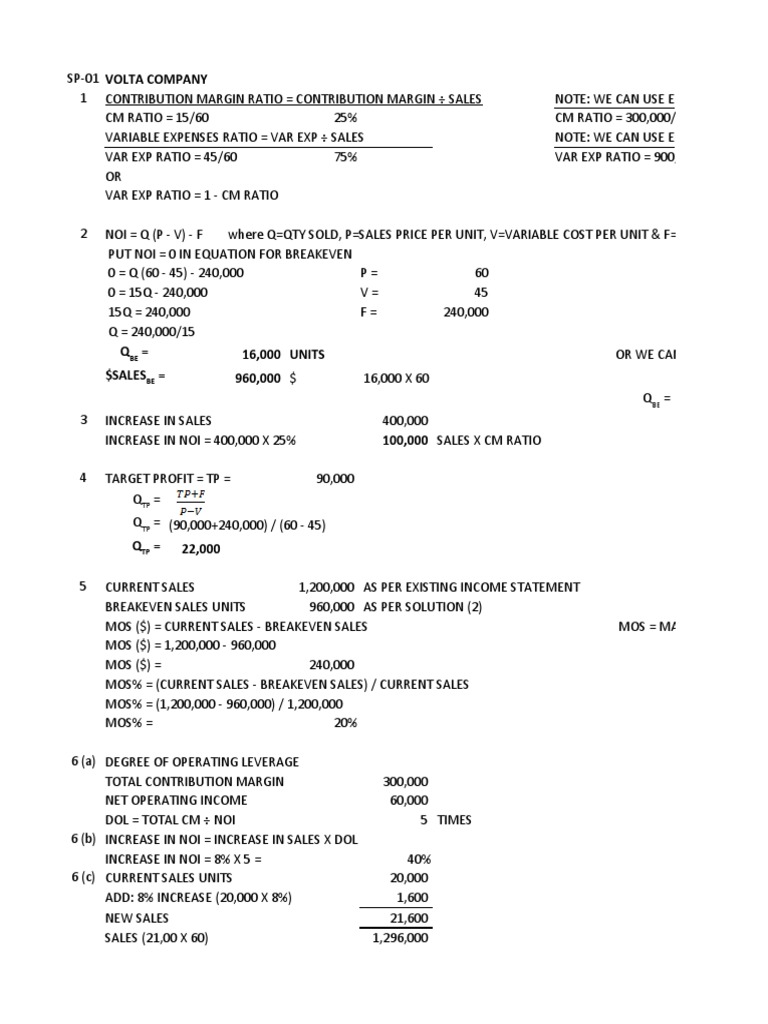 CVP Analysis Solution | PDF | Market (Economics) | Management Accounting