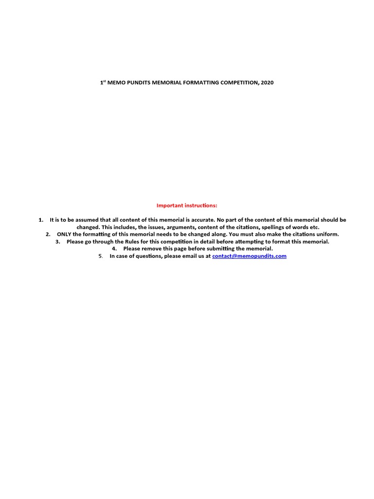 Draft Memorial - Memo Formatting Competition Memo Pundits | PDF ...