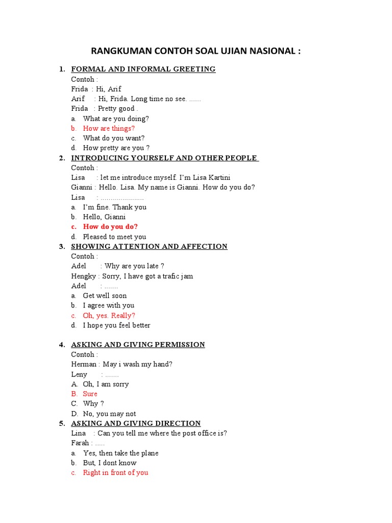 Rangkuman Contoh Soal Ujian Nasional | PDF | Linguistics | Language ...