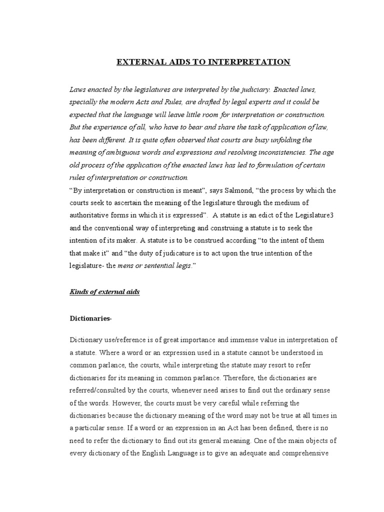 External Aids | PDF | Statutory Interpretation | Government