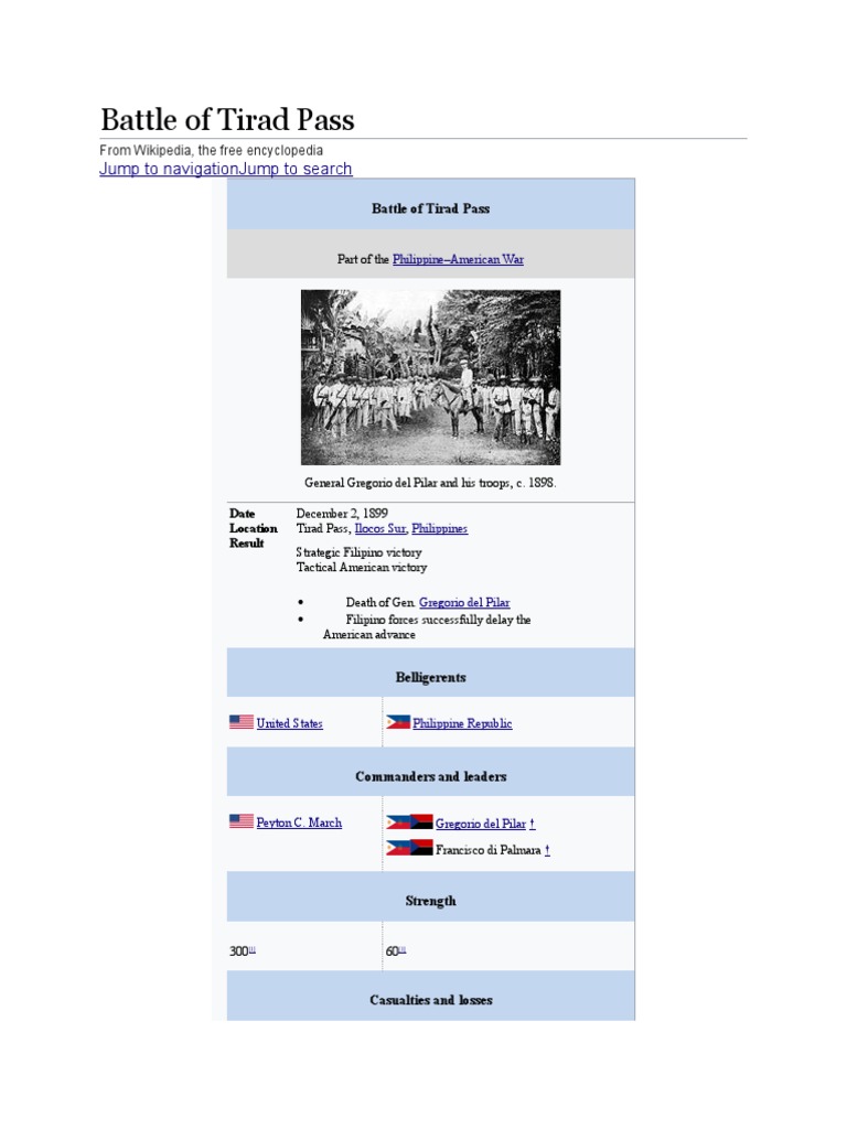 Battle Of Tirad Pass Pdf Philippines Wars Of Independence