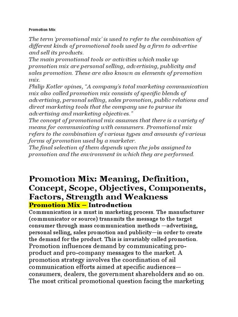 Promotion Mix: Meaning, Definition, Concept, Scope, Objectives ...