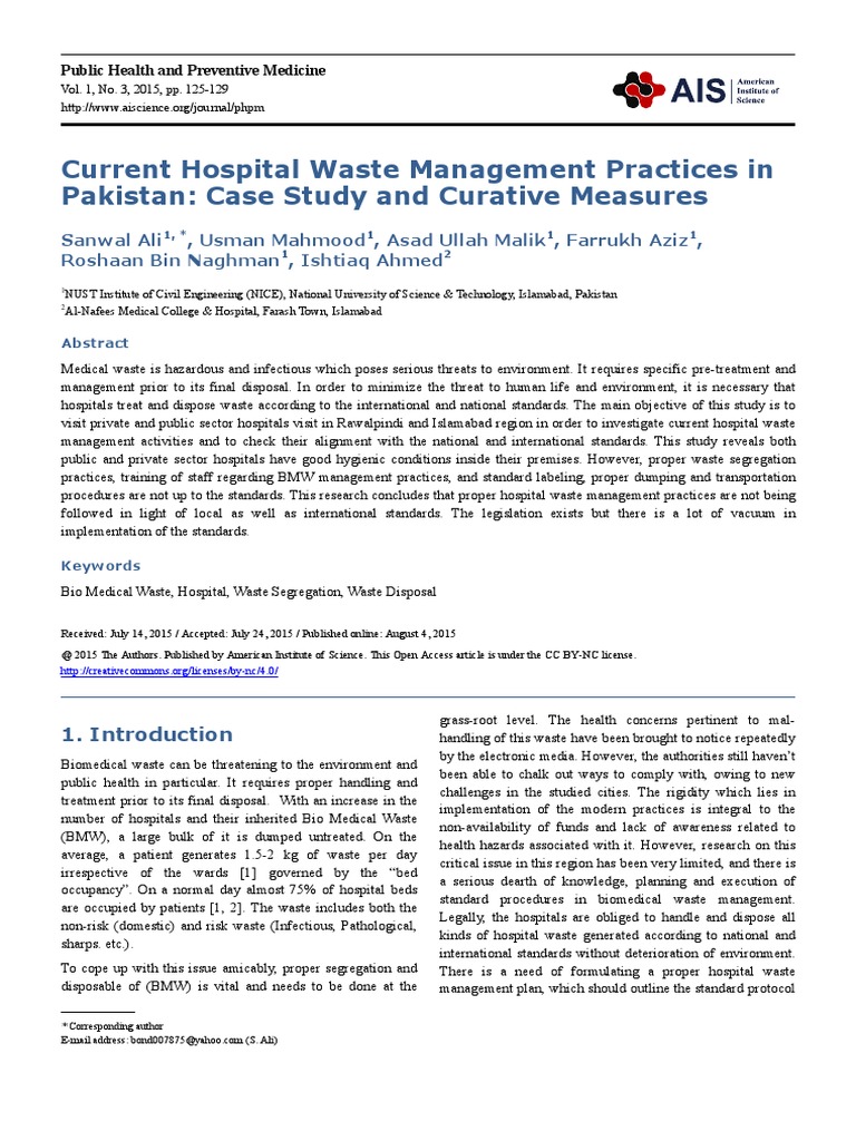 Hospital Waste Management Article | PDF | Waste Management | Hospital