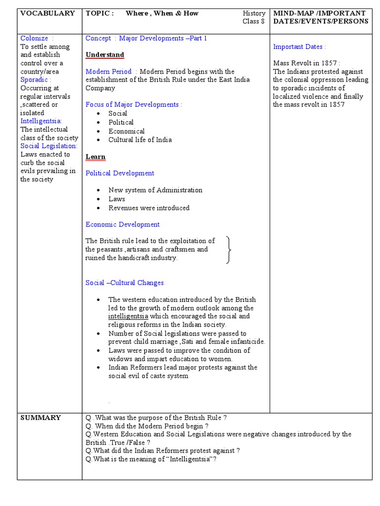 History CLASS 8 CHAPTER 1 | PDF | British Raj | Indian Independence ...