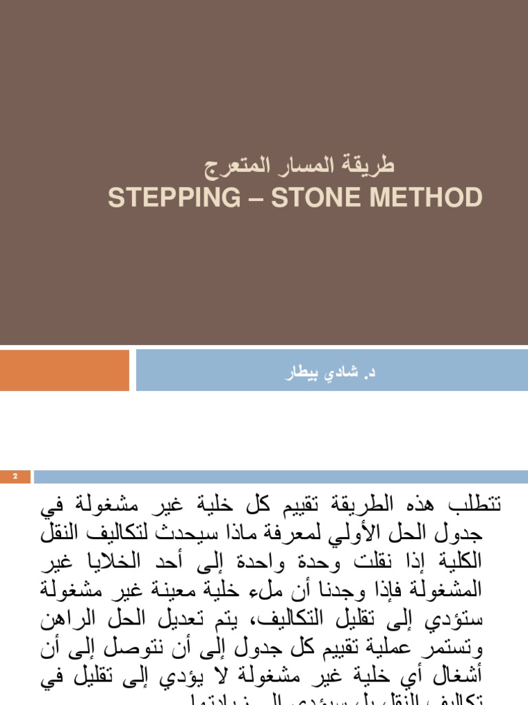 جرعتملا راسملا ةقيرط Stepping - Stone Method | PDF