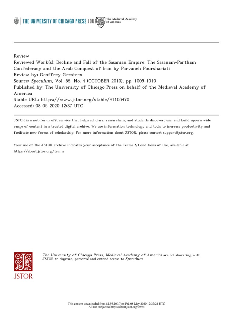 Geoffrey Greatrex - Review - Decline and Fall of The Sasanian Empire ...