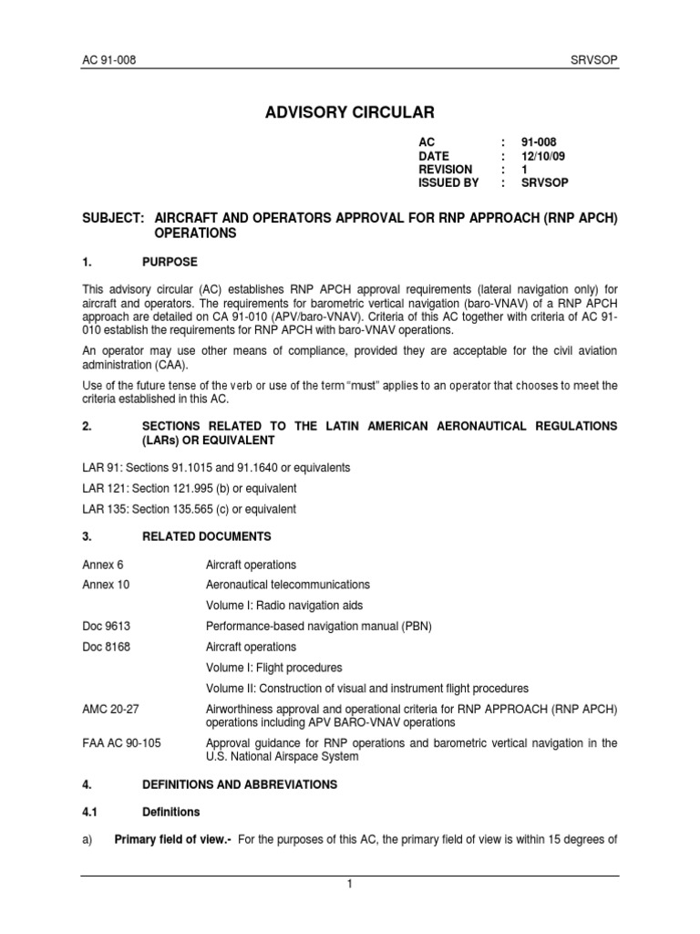 Advisory Circular: Subject: Aircraft and Operators Approval For RNP ...