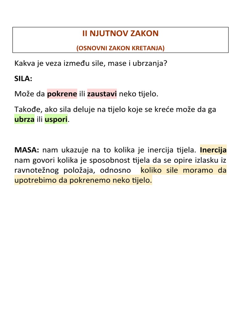 Drugi Njutnov Zakon | PDF