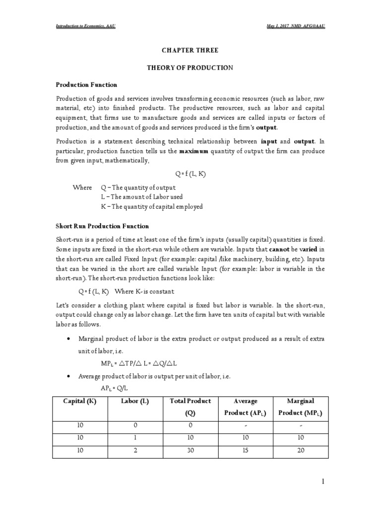 Theory of Production Functions | PDF | Production Function | Factors Of ...