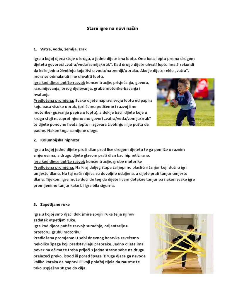 Stare Igre Na Novi Način: 1. Vatra, Voda, Zemlja, Zrak | PDF