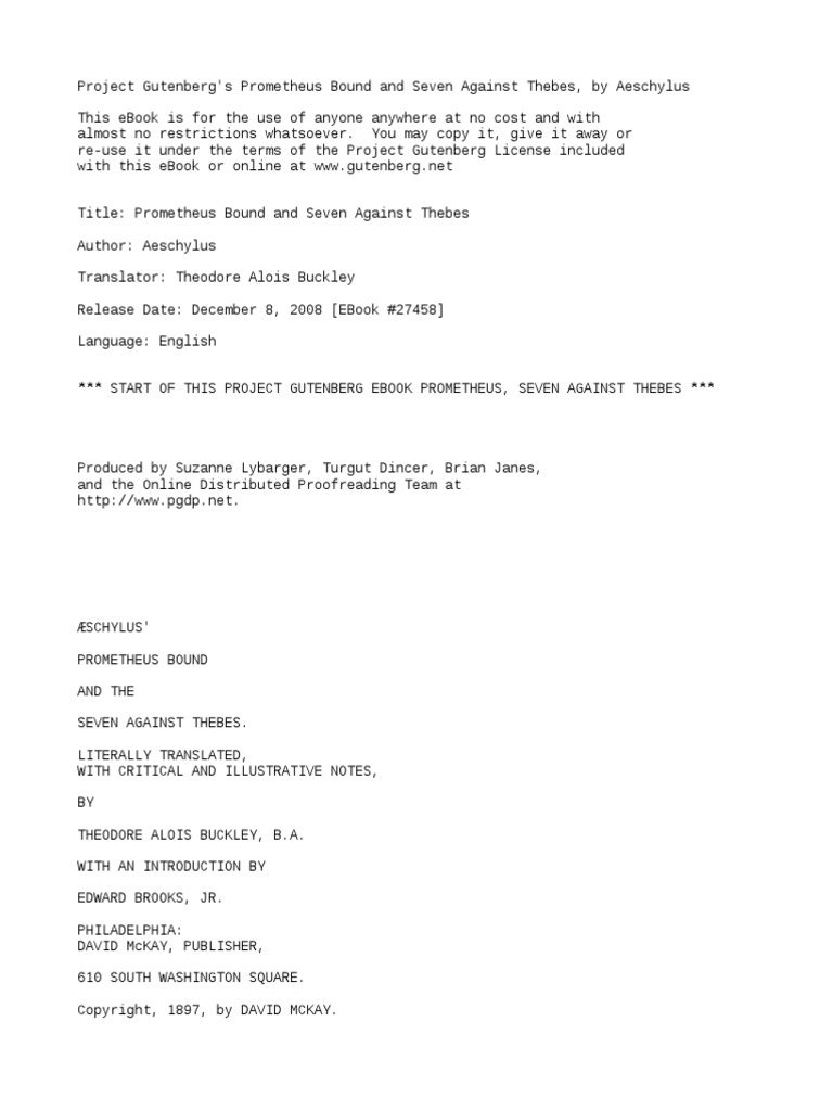 Prometheus Bound | PDF | Aeschylus