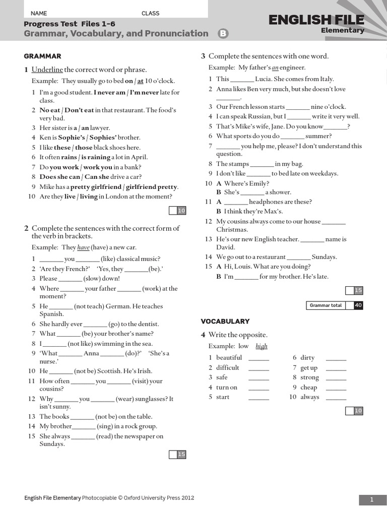 English File: Grammar, Vocabulary, and Pronunciation | PDF | English ...