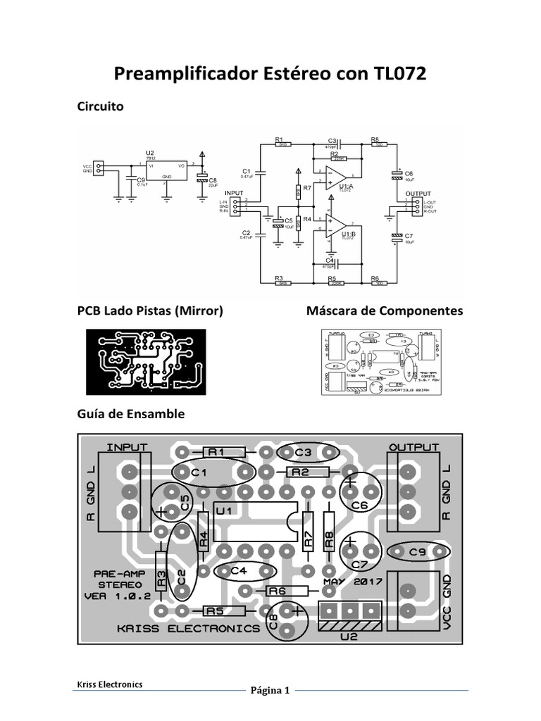 Preamplificador Estéreo TL072: Diagrama y Guía | PDF
