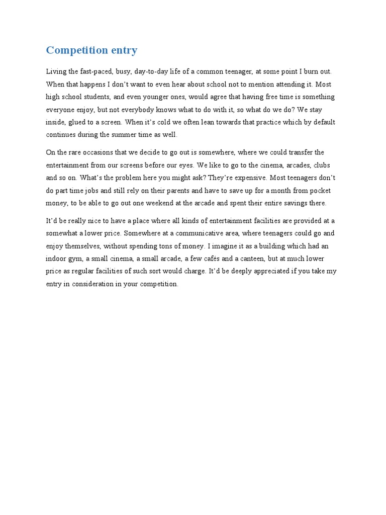 C1 - Advanced - 3 - Competition Entry | PDF