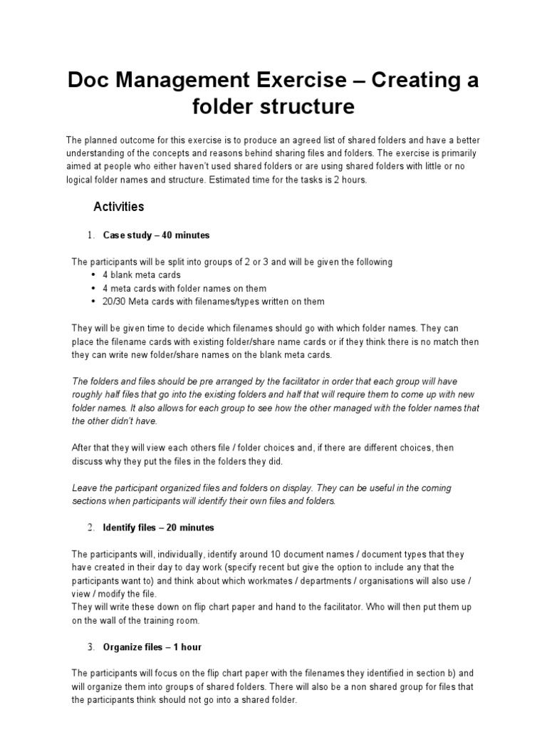 Document Management Exercise - Creating A Folder Structure | PDF ...