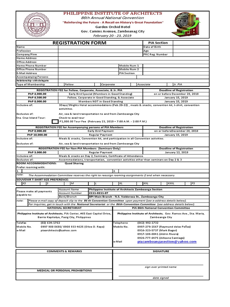 Registration Form: Philippine Institute of Architects | PDF | Business