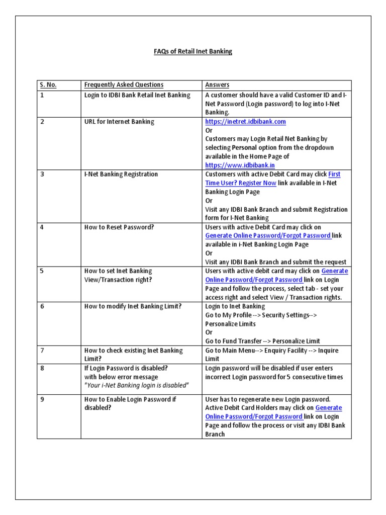 Retail Internet Banking FAQs New | PDF | Login | Password