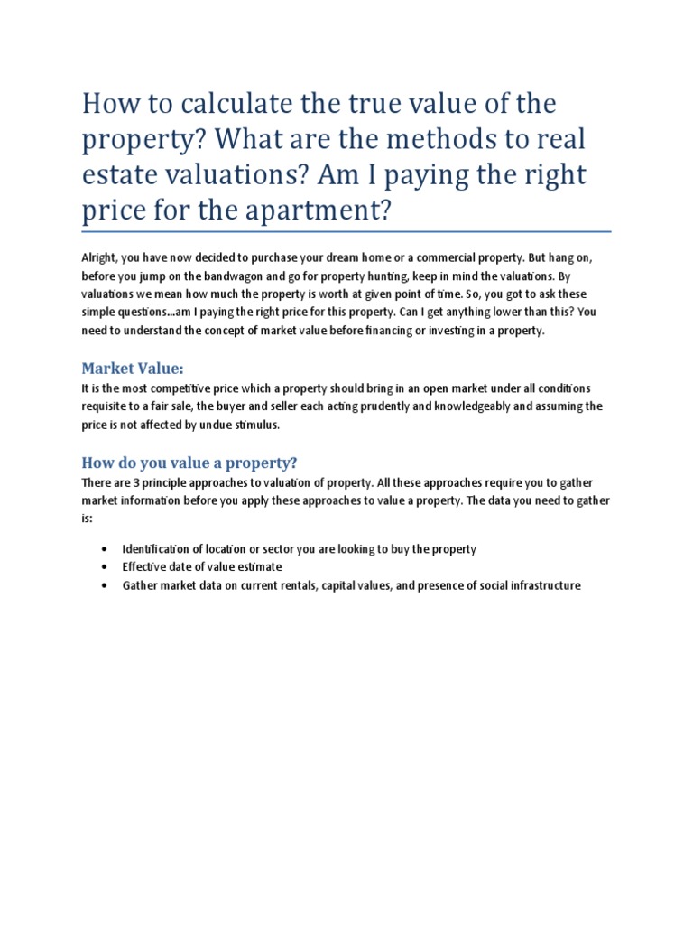 How To Calculate The True Value of The Property | PDF | Real Estate ...