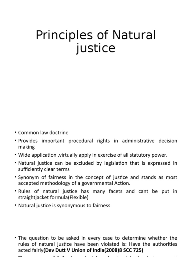 Principles of Natural Justice | PDF | Equity (Law) | Justice