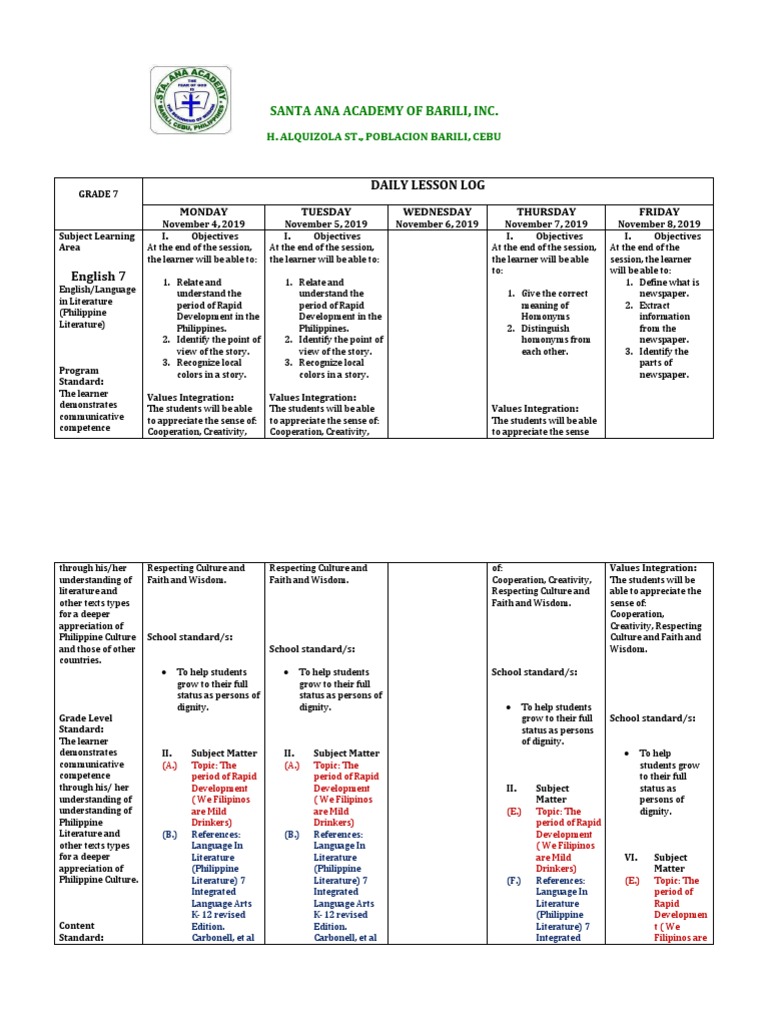 Lesson Plan in English Grade 7 | PDF | Narration | Reading Comprehension