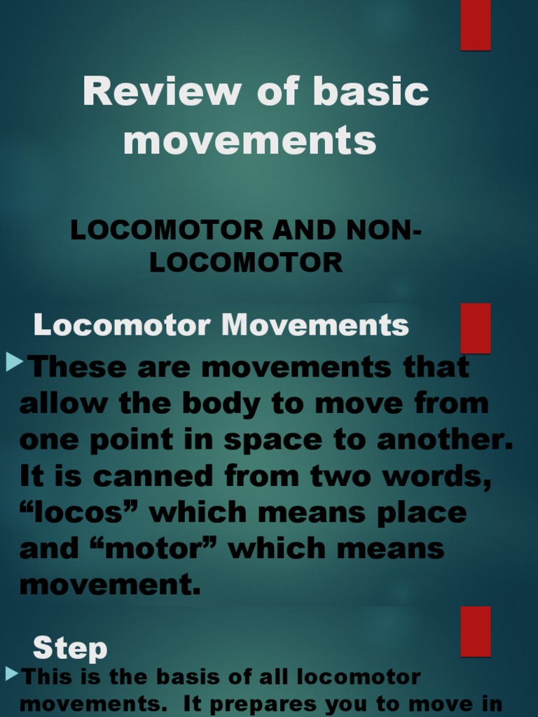 Review of Basic Movements: Locomotor and Non-Locomotor | PDF ...