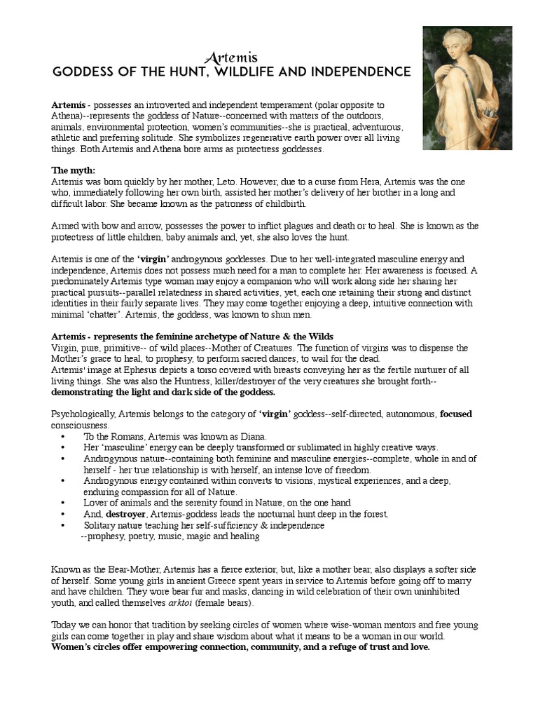 Artemis: Goddess of The Hunt, Wildlife and Independence | PDF