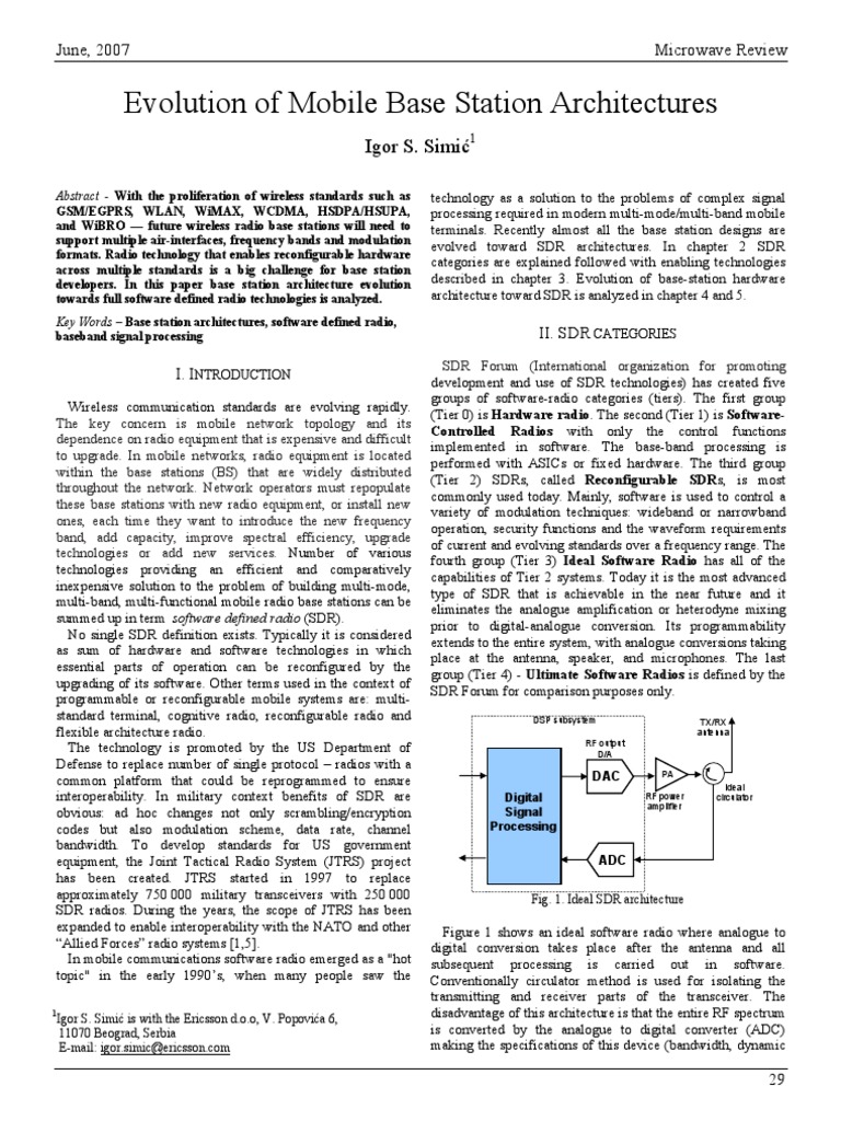 Evolution of Mobile Base Station Architectures | PDF | Software Defined ...