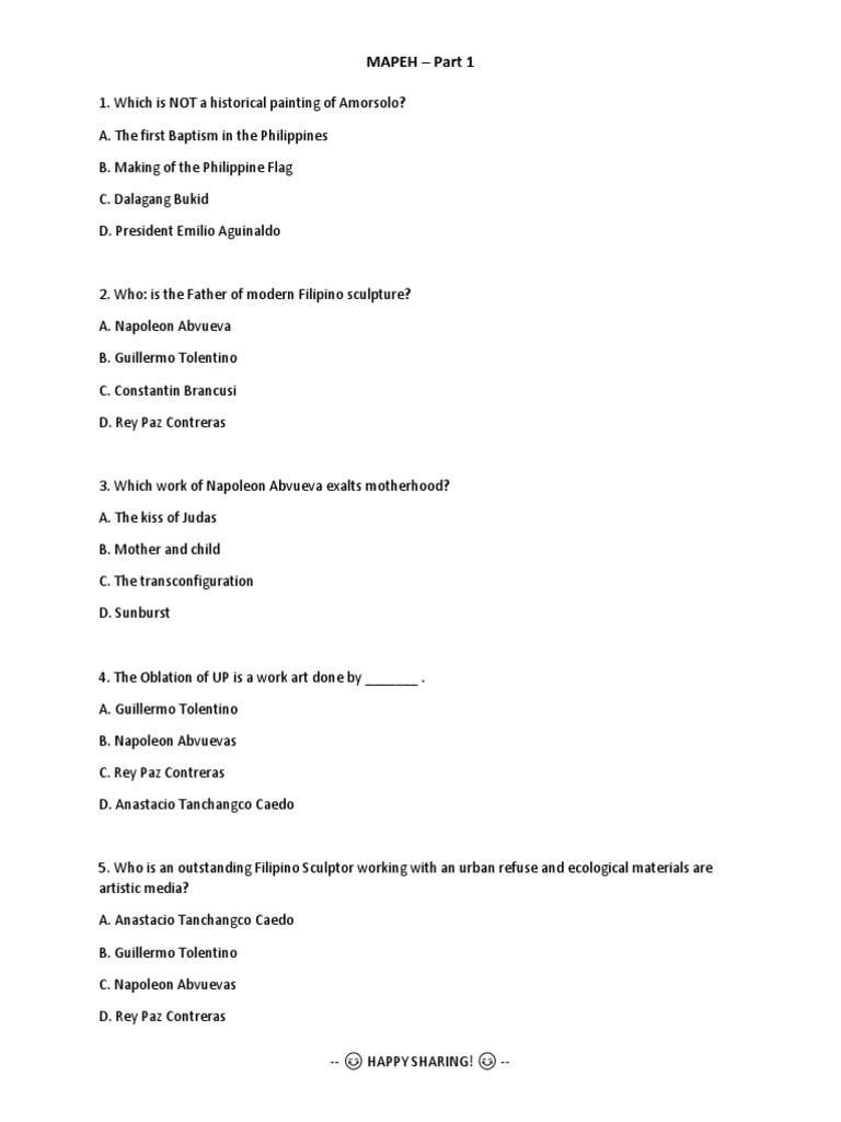MAPEH - Part 1 | PDF | Educational Assessment | Philippines
