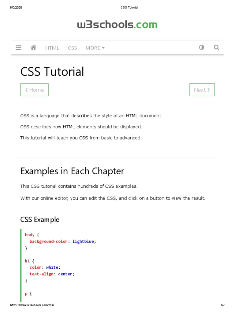 CSS Tutorial: W3schools | PDF | Cascading Style Sheets | J Query CSS Tutorial: W3schools | PDF | Cascading Style Sheets | J Query