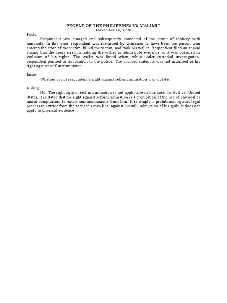 Rights Against Self-Incrimination | PDF | Right To Silence | Self ...