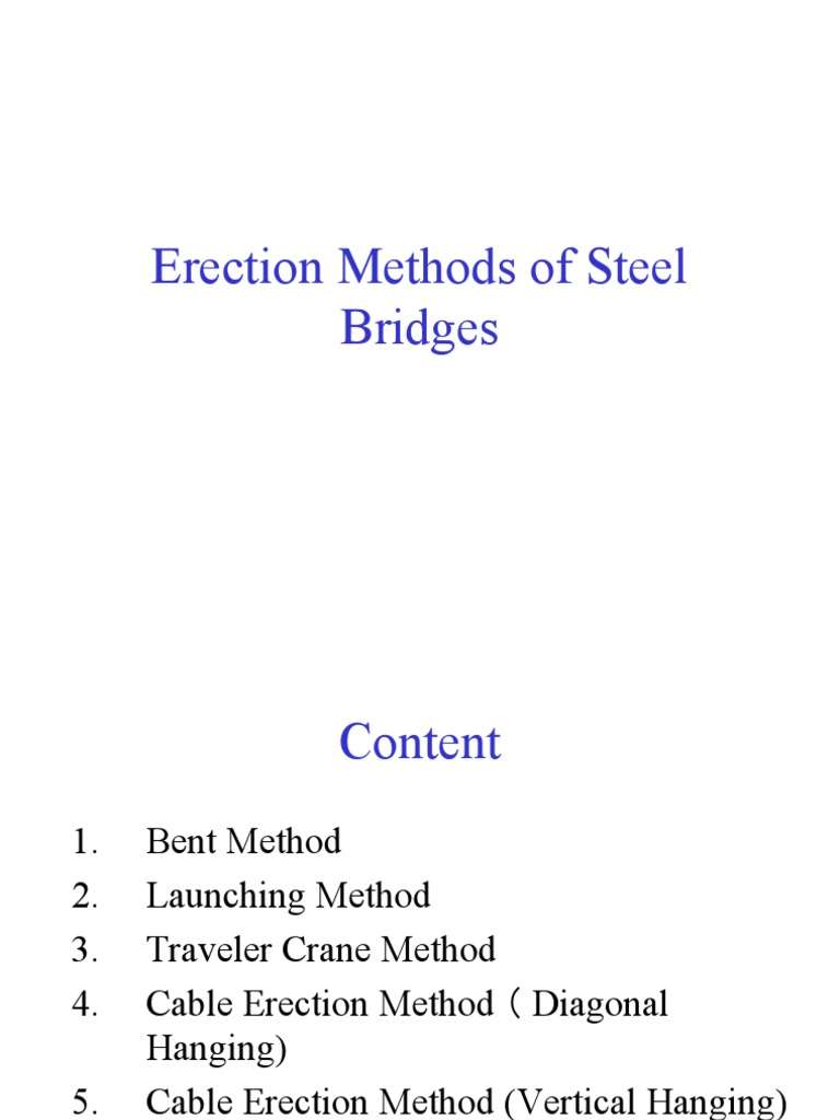 Construction Method of Steel Bridge | PDF | Crane (Machine) | Deep ...