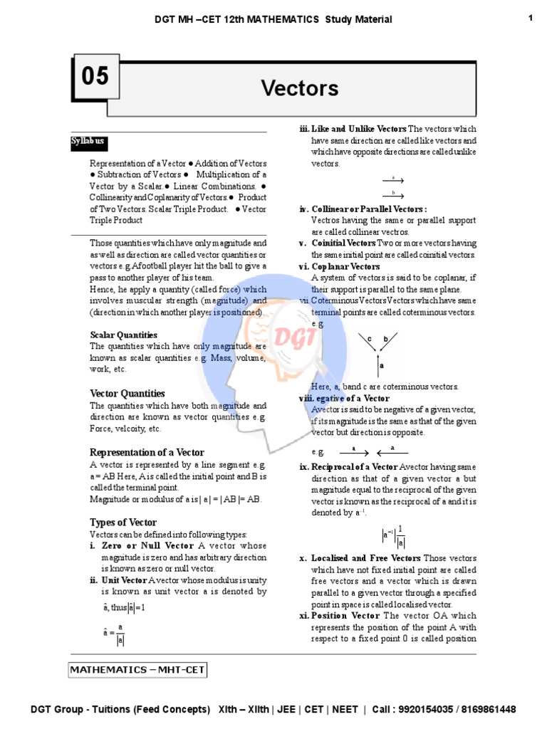 Vectors | PDF | Euclidean Vector | Elementary Mathematics