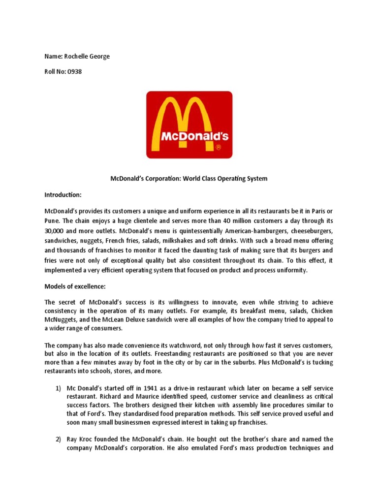 Assignment - MC Donalds | PDF | Mc Donald's | Food And Drink
