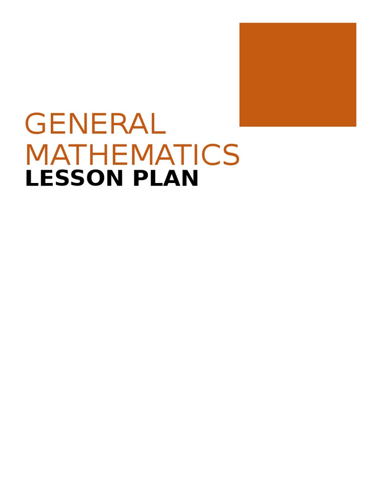 Lesson Plan Cover Gen Math | PDF